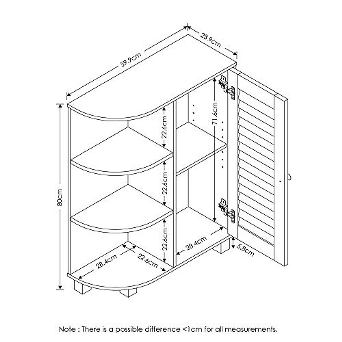 Furinno Indo Storage Shelf Louver Door Cabinet, Espresso