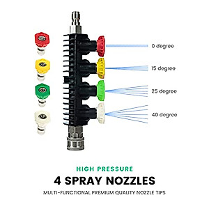Gold Label Detailing Mini Grip Quick Connect Stainless Steel Lance with Nozzle Holder and 4 Pressure Washer Nozzles - Great for Car Washing, Patio Cleaning, Exterior Washing!