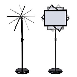 AltraTech Adjustable Sign Holder 2 Pack Aluminum 8.5” X 11” Lobby Sign Snap-Open Frame Sign Holder Stand With Both Vertical And Horizontal View For Store Display, Exhibition (Black