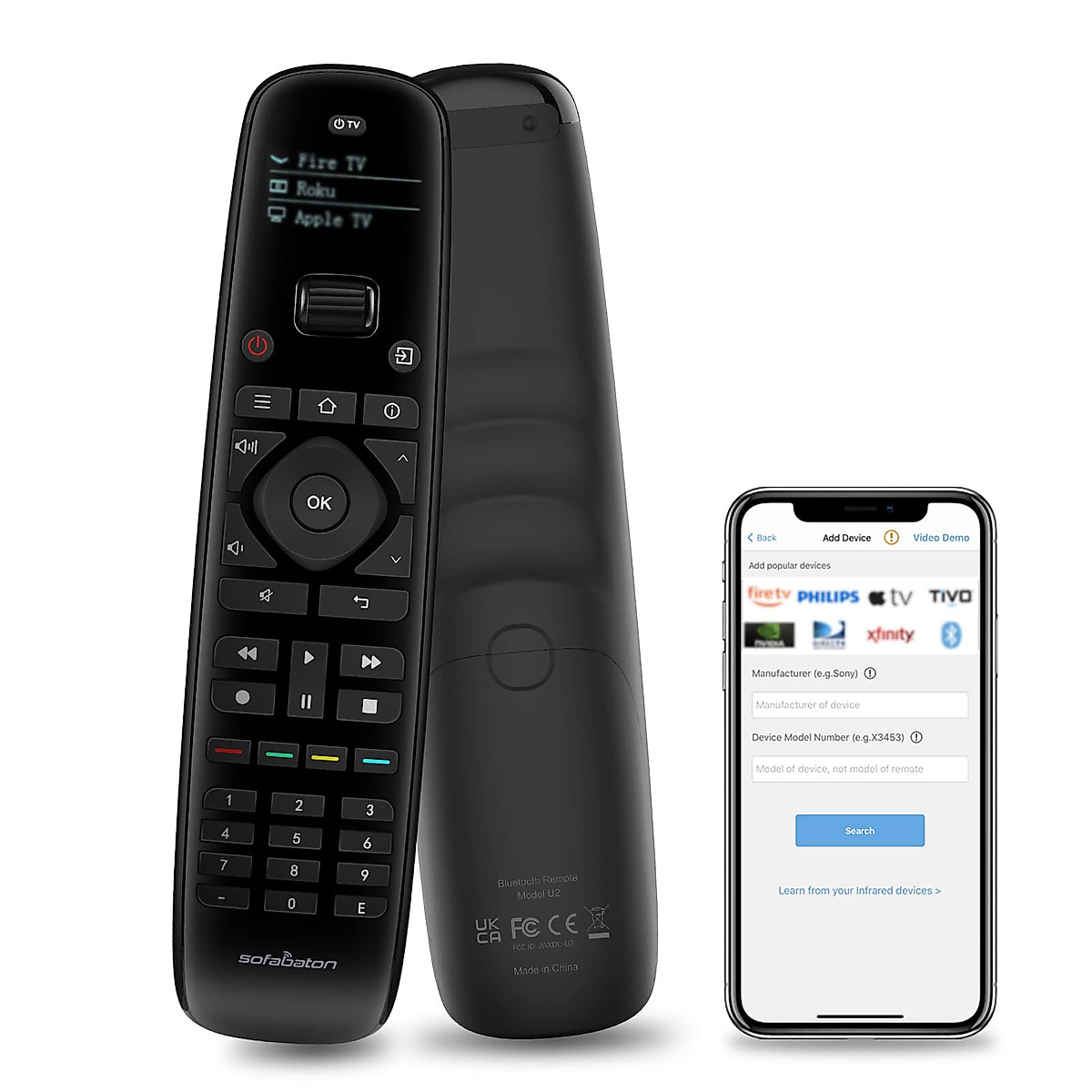 SofaBaton U1 Universal Remote with OLED Display and Smartphone APP, All in One Universal Remote Control for up to 15 Entertainment Devices, Compatible with Smart TVs/DVD/STB/Projector so on