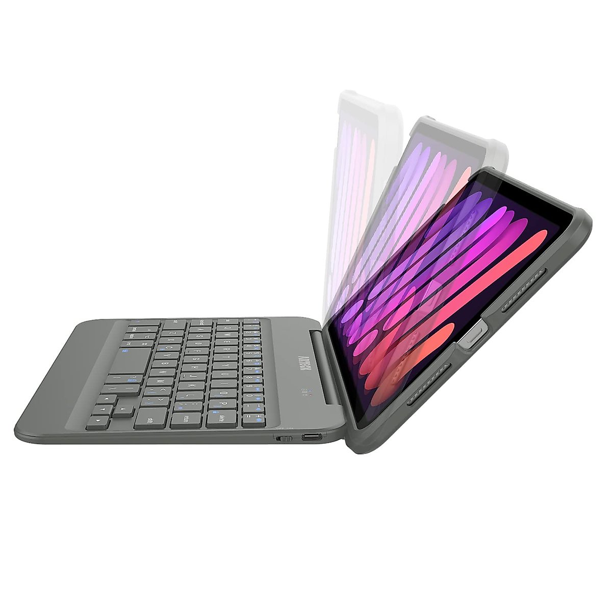 Arteck Bluetooth Keyboard Case for iPad Mini 6, 8.3-inch, with 130 Degree Swivel Rotating Stand, Shockproof Protection, Auto Sleep/Wake Feature, USB-C Charging