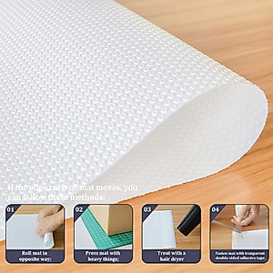 Hersvin Shelf Liners, 10 in x 9 ft Kitchen Drawer Mats, Non-Adhesive EVA Cupboard Protector, Cabinet Lining (White Dot)