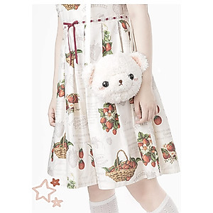 Hipi-shop Bear lolita plush Japanese cute Plush bag Creative shoulder bag Wallet Purse CrossBody bag for women and Girls (Black)