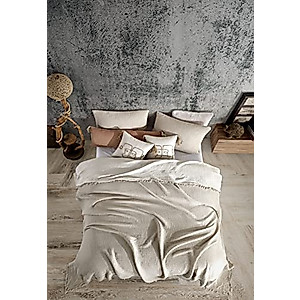 Soft King 4 and 8 Layer Gauze Rustic Bed Cover, Blue Soft Bedspread, Muslin Throw Blanket, Lightweight Blanket (Champagne, 95X106 Inches) (MTB001)