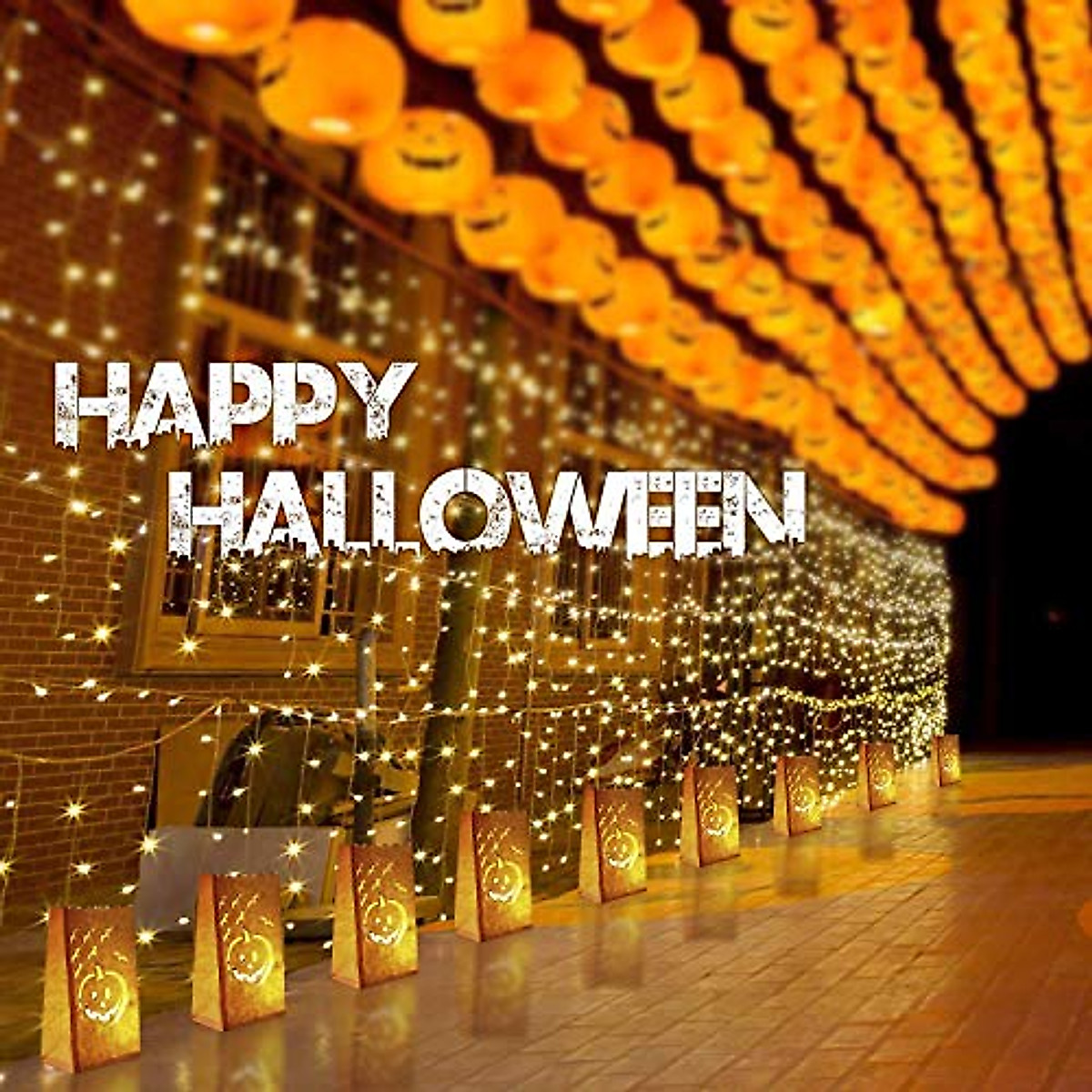 Homemory 24 Halloween Luminary Bags & 24 LED Tea Lights, Long Lasting Battery Included, Ideal for Various Decor