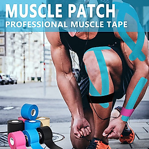 Kinesiology Tape 1/2 /5 Rolls Sports Athletic Mucle Wrist Knee Ankle Elastic Waterproof Breathable 2 Inch x 16 Feet Black 1 Roll
