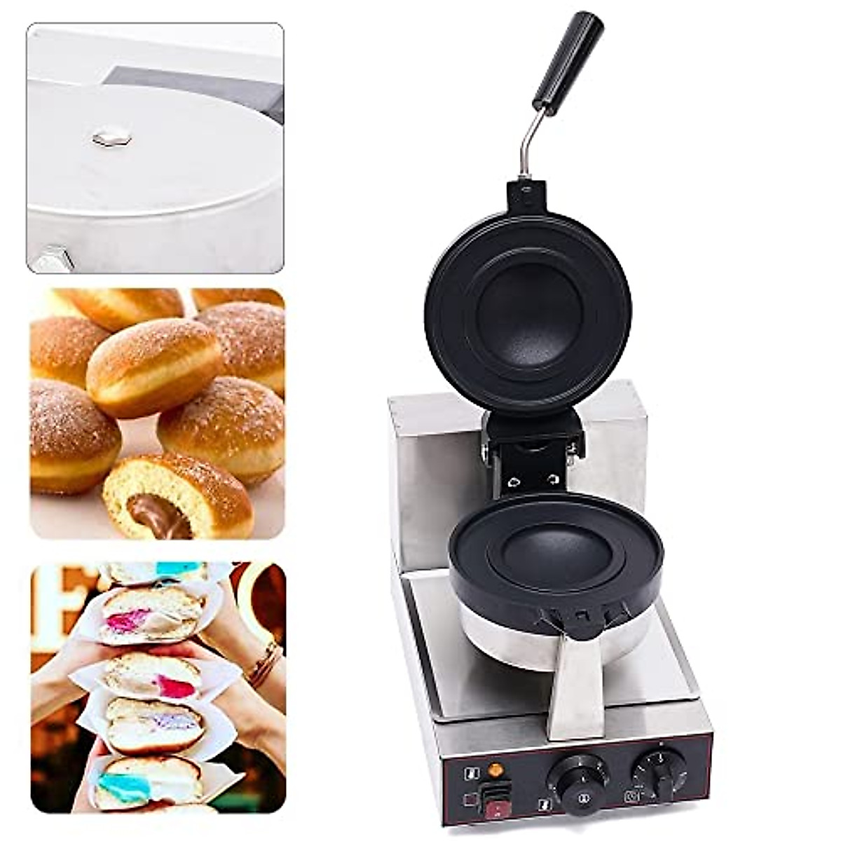 Guaopom 2400W Commercial Electric Panini, Electric Burger Machine Waffle Machine Press Machine Grillers, Hamburger Baking Sandwich Maker, Stainless Steel Non-Stick Pan Grilled Cheese Machine(Panini)