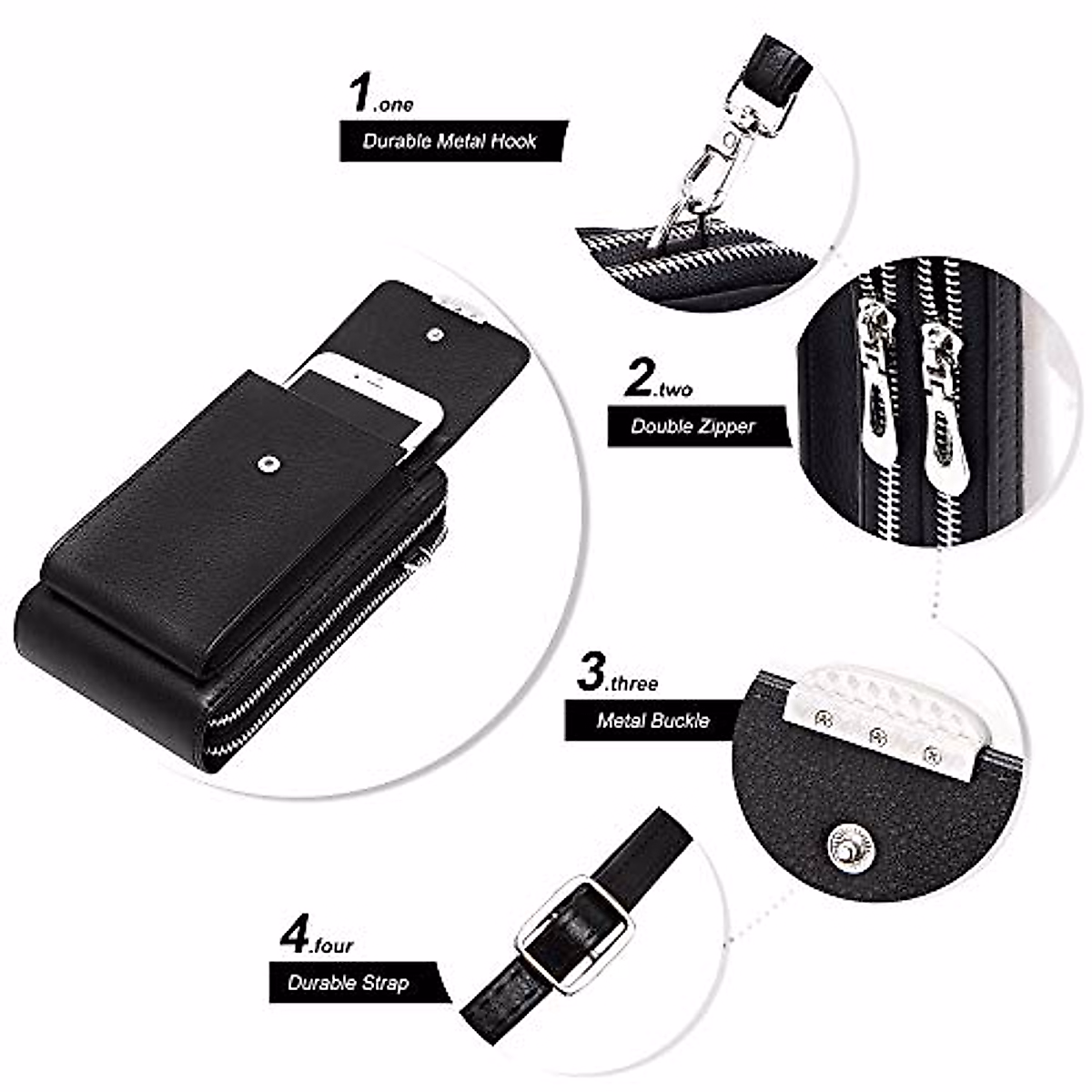 KUKOO Small Crossbody Phone Bags for Women Touch Screen Purse Wallet Mini Shoulder Handbag with Credit Card Slots