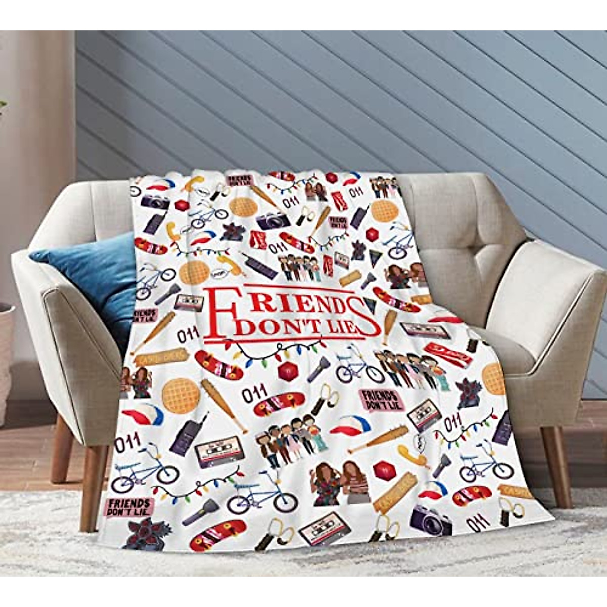 NEDOIAA Friends Blanket Flannel Throw Soft Lightweight Blankets for Men Women Boys Gifts Room Chair Bed Home Decor 50'x40', White, 50*40in
