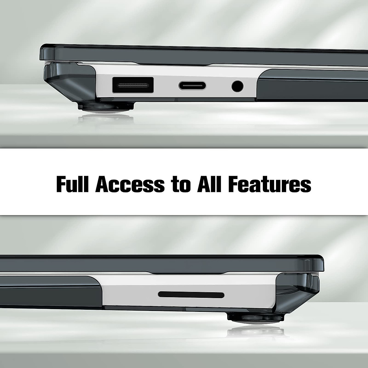 Fintie Case for 13.5 Inch Microsoft Surface Laptop 5/4/3 with Metal Keyboard (Model: 1951/1868) - Protective Slim Snap On Hard Shell Cover, Crystal Black