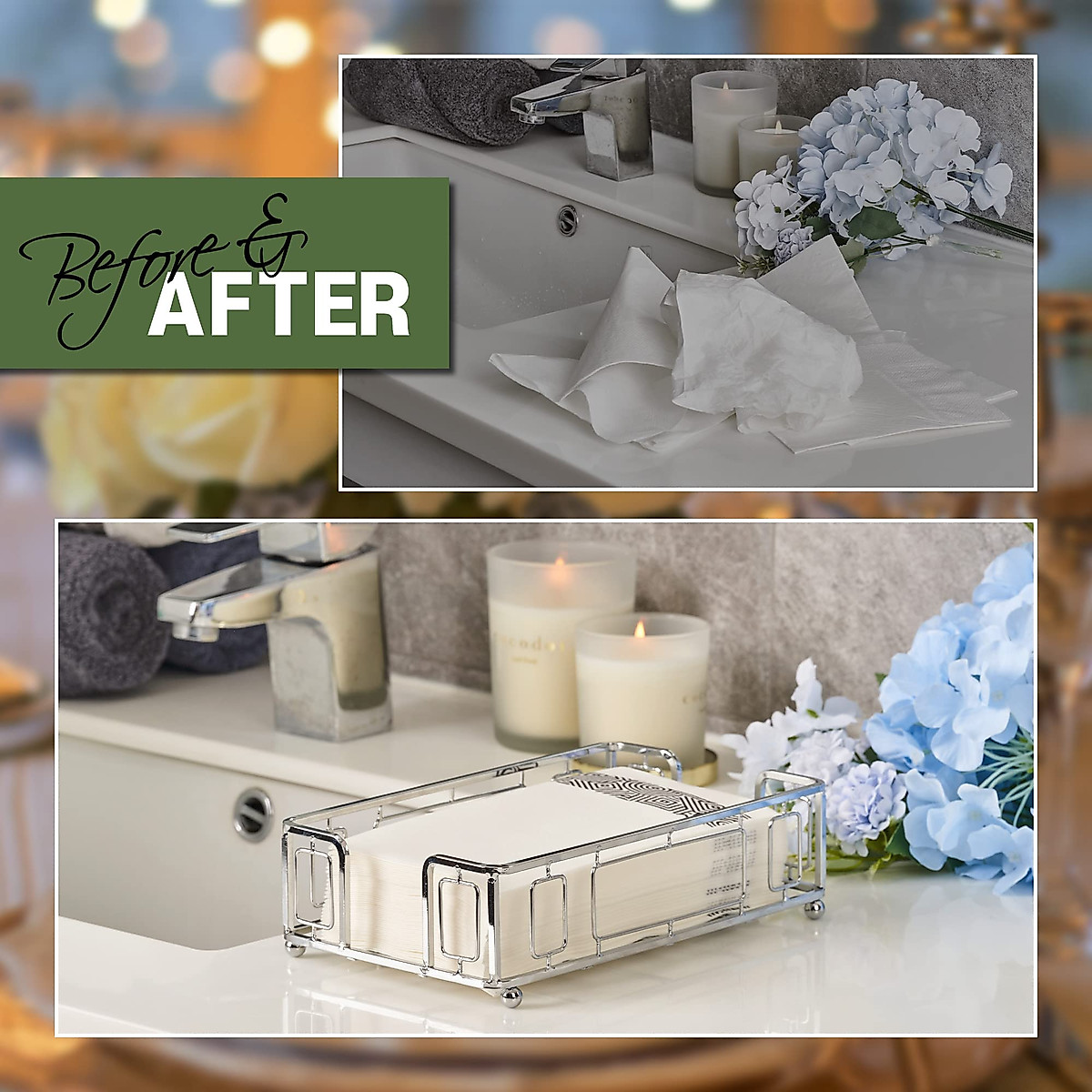 LEVIMETREE Rectangular Guest Towel Napkin Holder - Paper Hand Towel Storage Tray, Napkin Holder for Table, Bathroom Hand Towel Holder Kitchen Restaurant Home Décor Bathroom Paper Towels Storage Tray