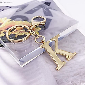 Gold Letter K Keychain for Women Men Purse Handbags Metal Alphabet Initial Letter Key Ring Keychain