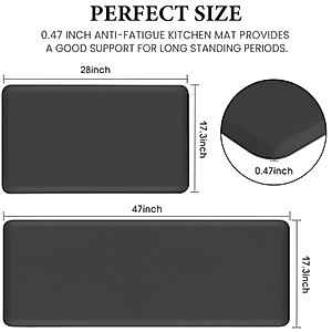 HappyTrends Kitchen Mat [2PCS] Cushioned Comfort Anti-Fatigue Floor Mat, Waterproof Non-Slip Kitchen Rugs, Thick Perfect Ergonomic Foam Standing mat for Kitchen, Home, Office, Laundry,Black