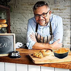 iHomeSet 50 Pcs 10 oz Aluminum Foil Cupcake Cups with Lids, Square, Black, Disposable, Party, Casual Gathering