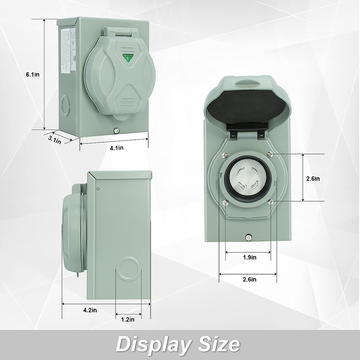 Rophor 30 Amp Generator Power Inlet Box, NEMA L14-30P Power Inlet Box for 4 Prong Generator Cord, 125/250 Volt, 7500 Watts, Weatherproof, Outdoor Use, ETL Listed