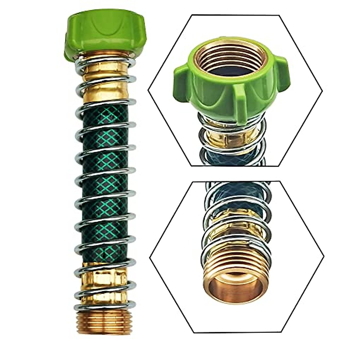 HQMPC Garden Hose Extension Adapter Hose Kink Protector RV Flexible Hose Protector 3/4" GHT Spring Garden Hose Coiled Spring Protector 2Pcs