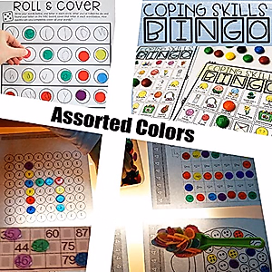 TCOINERY Bingo Chips Set-Magnetic Wand & 100 Counting Chips-6 Colors Transparent Plastic Markers for Family School Learning Game Zoom Bingo and Pokeno Nights