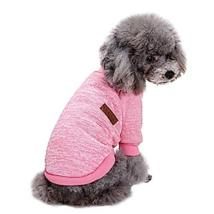 Jecikelon Pet Dog Clothes Dog Sweater Soft Thickening Warm Pup Dogs Shirt Winter Puppy Sweater for Dogs (Pink, M)