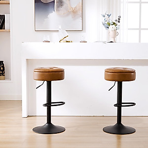 RUCUKEN Storage Bar Stools Adjustable Bar Stool Chair Swivel Bar Stools Modern Bar Stools Round Bar Stools