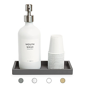 Spacewiser Countertop and Vanity Tray – Small 7.7" Silicone Soap Dispenser Tray, Shatterproof Flexible Bathroom Tray, Kitchen Sink Tray for Soap Bottles, Key Trinket Ring Tray, Original Silicone Tray