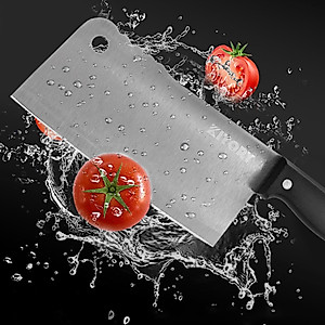Kitory Meat Cleaver Knife 7", Chinese Chefs Kitchen Knife, HC German Steel Blade Full Tang Ergonomic Handle, for Home Kitchen and Restaurant