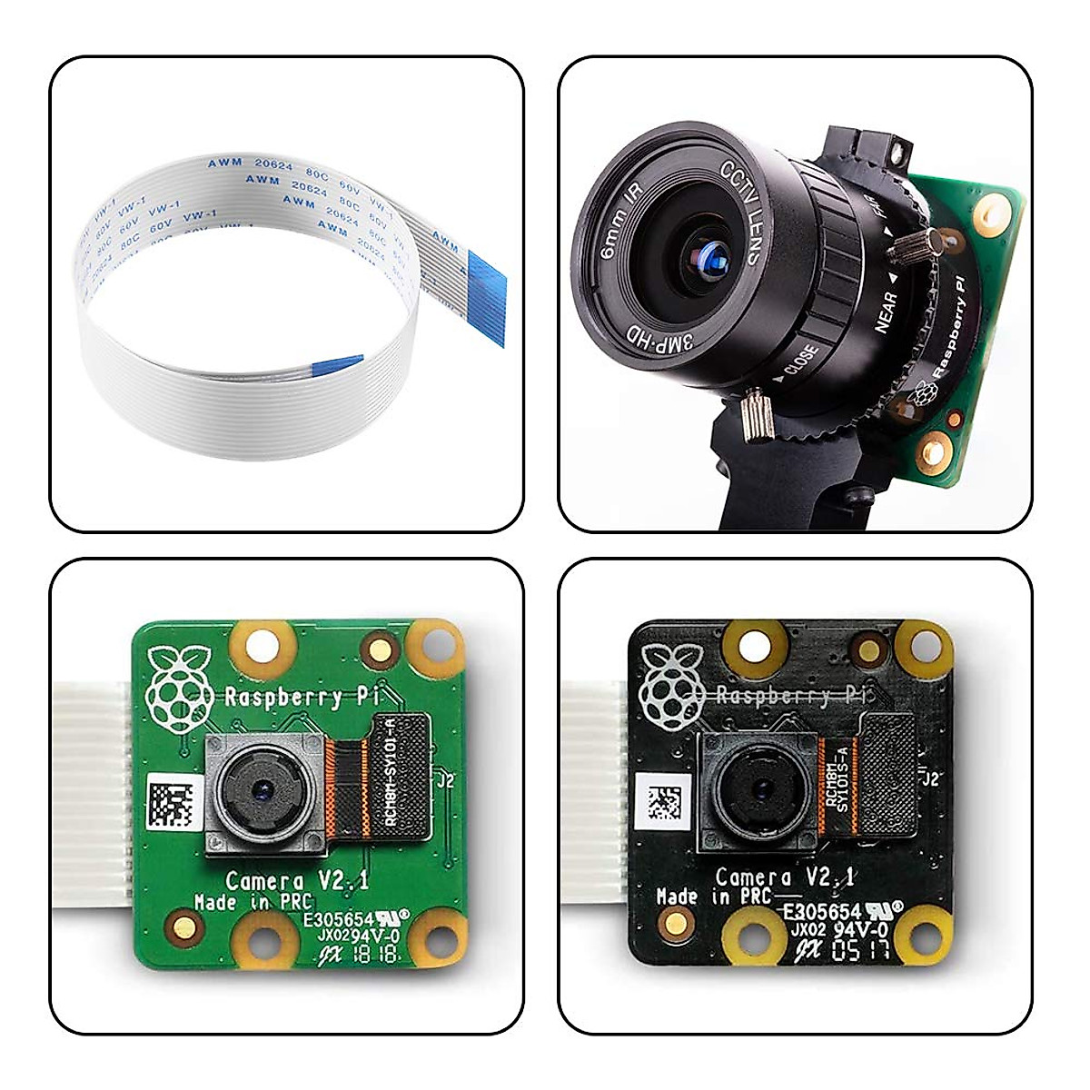 Aokin for Raspberry Pi Camera Cable, FFC Cable Ribbon Flex Extension Cable 15 Pin 1.0mm Pitch for Raspberry Pi, Octoprint Octopi Webcam, Monitor 3D Printer, etc, 30cm/11.81in