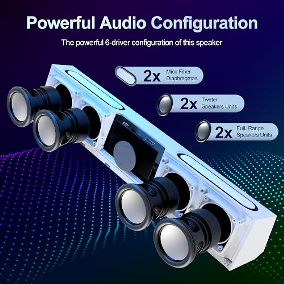 Computer Speakers, Bluetooth Computer Soundbar, 3.5mm Aux-in Computer Speakers for Desktop Monitor, Computer Sound Bar with Deep Impactful Bass, Gaming Speakers for PC