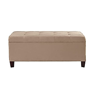 Linon Carmen Shoe Storage Ottoman, 20" x 48" x 20", Beige