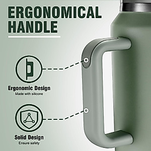 PlanetFlame 64oz Insulated Tumbler with Handle, Stainless Steel Double Wall Vacuumn Water Bottle, Lid and Straw for School, Gym, Hiking & Camping, Green