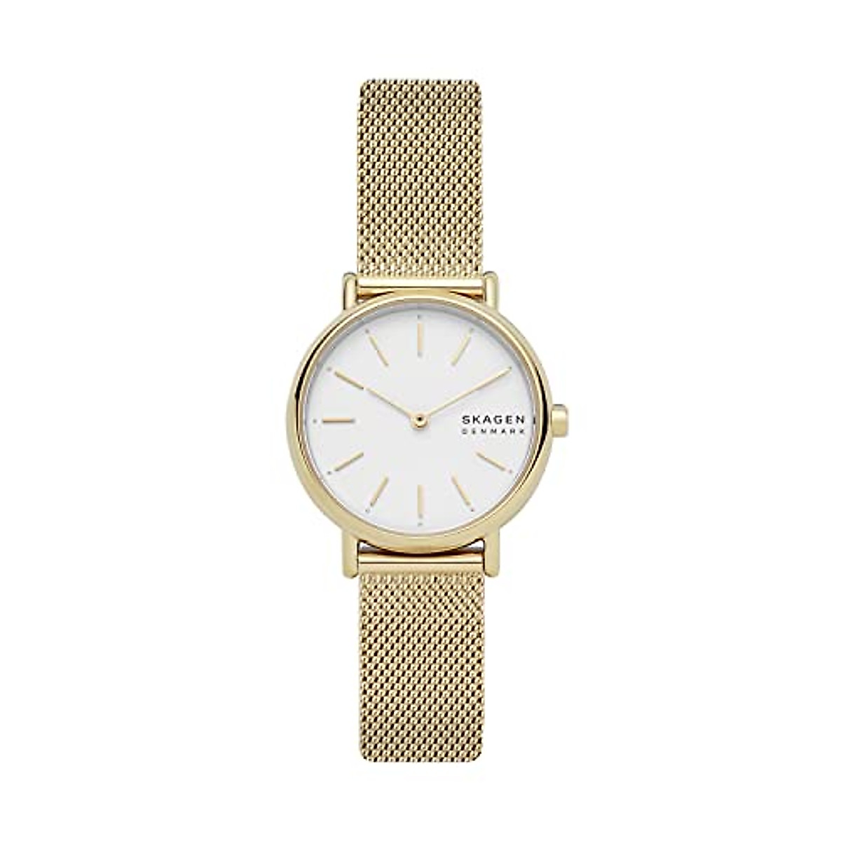 Skagen Women's Signatur Quartz Analog Stainless Steel and Stainless Steel Mesh Watch, Color: Gold / White (Model: SKW2693)