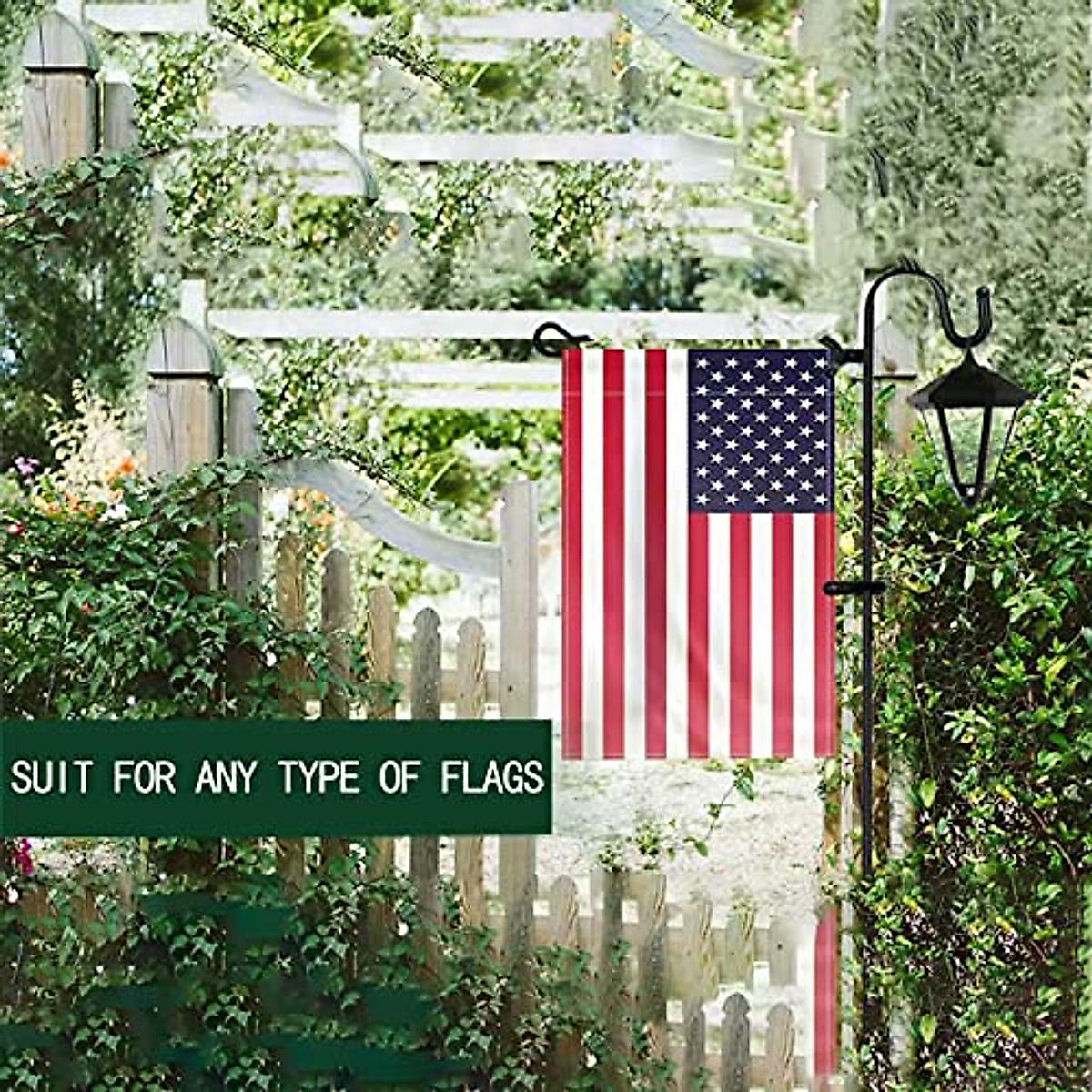 Rexwnadu Shepherd Hook&Garden Flag Holder Stand 48 Iches Bi-Use Sherpherd Hooks Heavy Duty Flag Pole Adjustable Height Yard Flag Stand Garden Decoration Rust Resistant