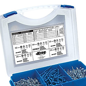 Kreg SK03 Pocket-Hole Screw Kit in 5 Sizes - Pocket Screw Kit for Kreg Joinery - Sturdy Wood Screws - Pocket-Hole Screws Perfect for Beginners - Set Screws Assortment Kit