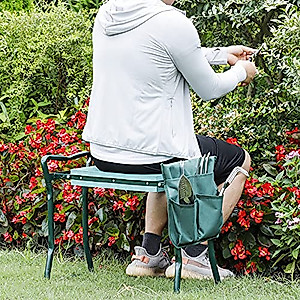 LEMY Garden Kneeler Seat Multiuse Portable Garden Bench Garden Stools Foldable Stool with Tool Bag Pouch EVA Foam Pad