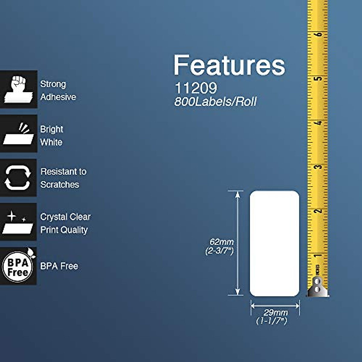 BETCKEY - Compatible with Brother DK-1209 (2-3/7" x 1-1/7", Removable) Small Address/Barcode Labels, Compatible for Brother Desktop Label Printers [1 Roll, 800 Labels, Removable]