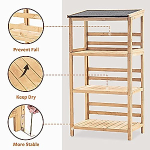 MCombo Outdoor Storage Cabinet, Wood Garden Shed Combination, Garden Tool Storage Shed, Fir Wood Plant Shelf for Outside and Yard 2444 (Natural)