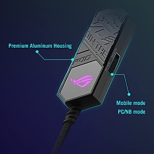 ASUS ROG Clavis USB-C Gaming DAC (ESS 9281 QUAD DAC amplifier, AI Noise-Canceling Mic, MQA Rendering, Aura Sync RGB, Compatible with PC, mobile, PlayStation 5, and Switch)