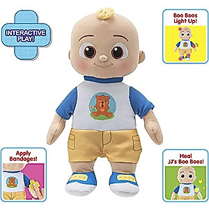 CoComelon Boo Boo JJ Deluxe Feature Plush - Includes Doctor Checkup Bag, Bandages, and Accessories to Care for JJ - 9 Total Accessories - Amazon Exclusive