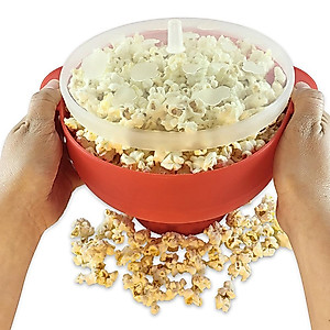 Popcorn Collapsible Bowl, microwave popcorn popper, Silicone Popcorn Popper Machine, Foldable Popcorn Maker, micrropop with ergonomic Design for Dorm Small Kitchen Officce