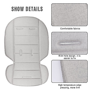 Stroller Pad, Baby Stroller Pad, Baby Stroller Cushion Pad, Stroller Seat Pad, High Chair Pad, with Five-Point Seat Belt Hole Design, Soft and Comfortable, The Baby Sits More Comfortably