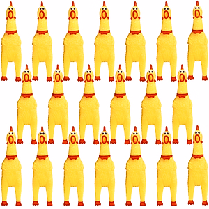 Zddaoole 20 Pcs Rubber Chicken,Screaming Chicken,Squeeze Chicken,Yellow Rubber Squawking Dog Toys,Prank Novelty Noise Toy