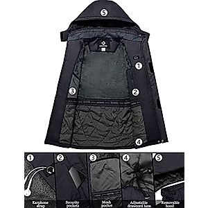 GEMYSE Men's Mountain Waterproof Ski Snow Jacket Winter Windproof Rain Jacket (Black,Large)