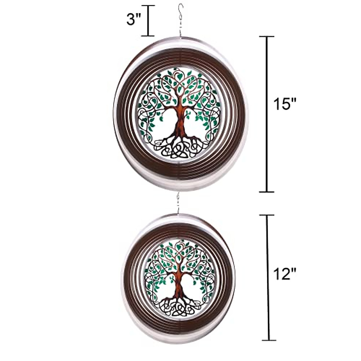 Tree of Life Wind Spinner for Garden & Yard Decor - 12 Inch Metal Art