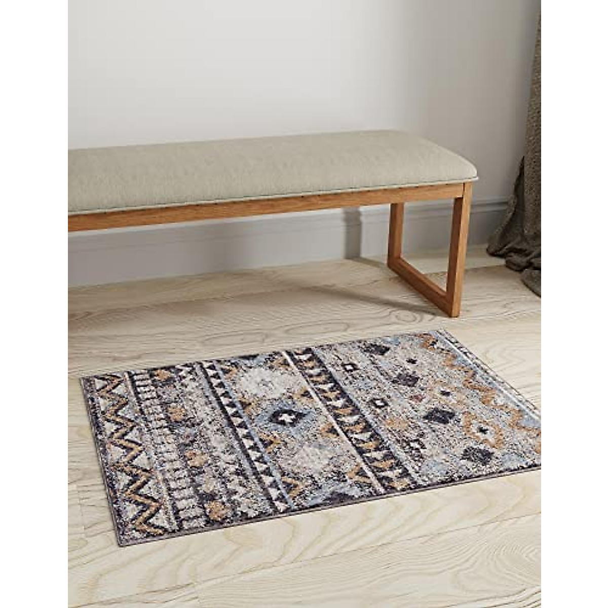 Unique Loom Eco Southwestern Collection Area Rug - Tubac (Rectangular 2' 0" x 3' 0", Khaki Gray/Black)