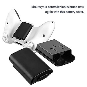 BFVV Black Battery Cover Shell Case Replacement for Xbox 360 Wireless Controller - 10 Pack