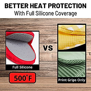 Oven Mitts Heat Resistant – (Red Color) Mini Oven Mitts, Silicone Gloves Heat Resistant, Kitchen Gloves for Cooking, Silicone Oven Mitts & Pot Holders Sets, Kitchen Pot Holders & Oven Mitts Sets