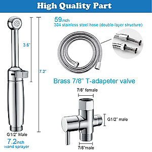 SonTiy Brass Handheld Bidet Sprayer for Toilet, 7.2” Bidet Wand and 7.9" Bidet Wand, Cloth Diaper Toilet Sprayer Bidet Attachment with Backflow Preventer