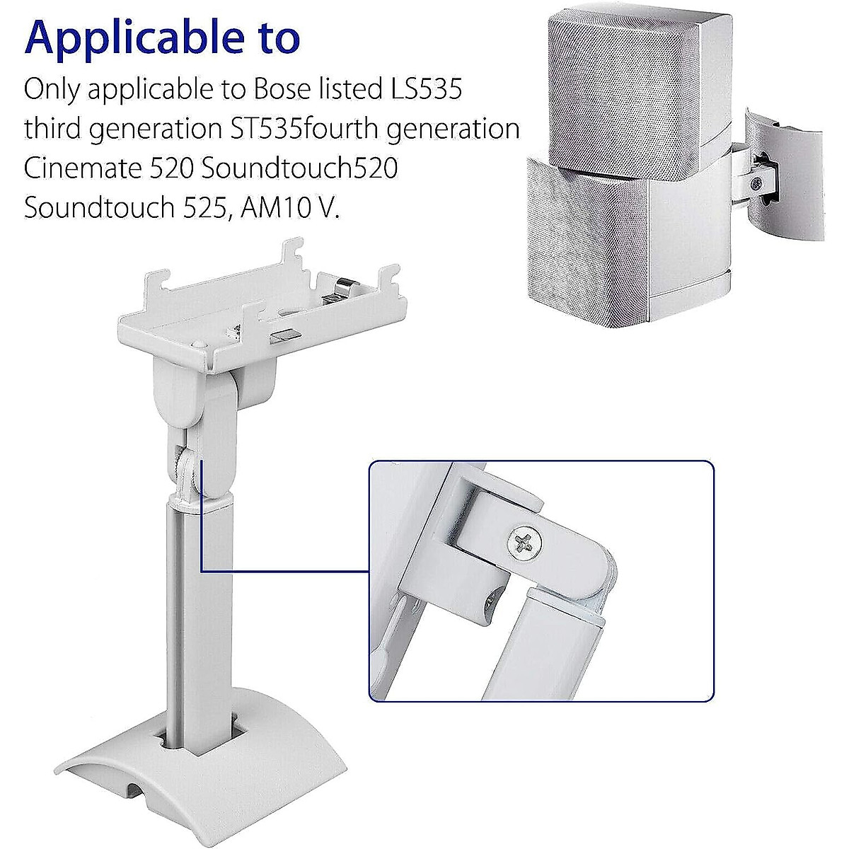 Enjcyling Wall/Ceiling Mount Bracket Stand Steel White, for UB-20 Series II, Compatible with Bose CineMate Lifestyle 809281-1100