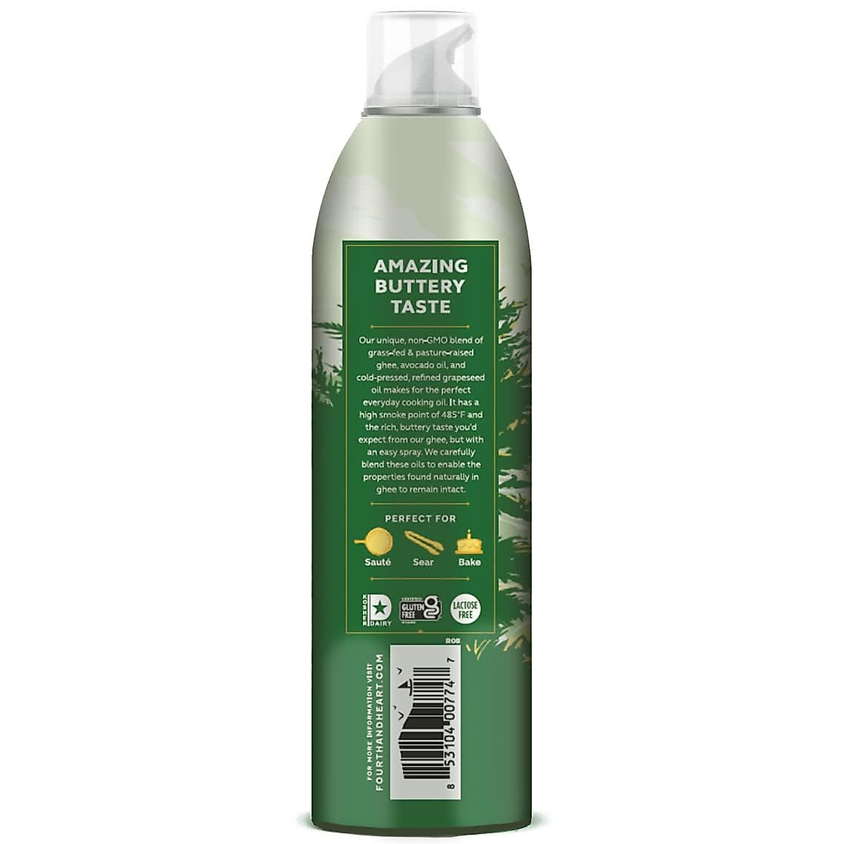 4th & Heart Original Ghee Oil Non-Stick Cooking Spray, Made with Grass-Fed, Pasture-Raised Ghee, Keto, Lactose-Free, Certified Paleo Baking Spray (5oz)