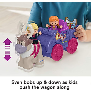 Fisher-Price Little People Toddler Toy Disney Frozen Anna & Kristoff’s Wagon Vehicle & Figure Set for Preschool Pretend Play Kids Ages 18+ Months
