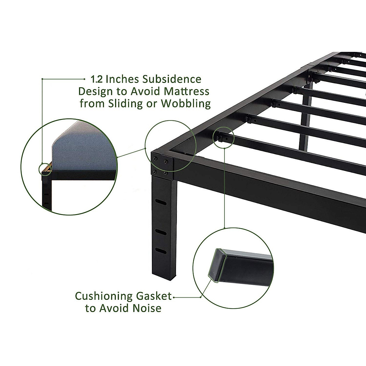 45MinST 18 Inch Platform Bed Frame/Easy Assembly Mattress Foundation / 3000lbs Heavy Duty Steel Slat/Noise Free/No Box Spring Needed,Cal King